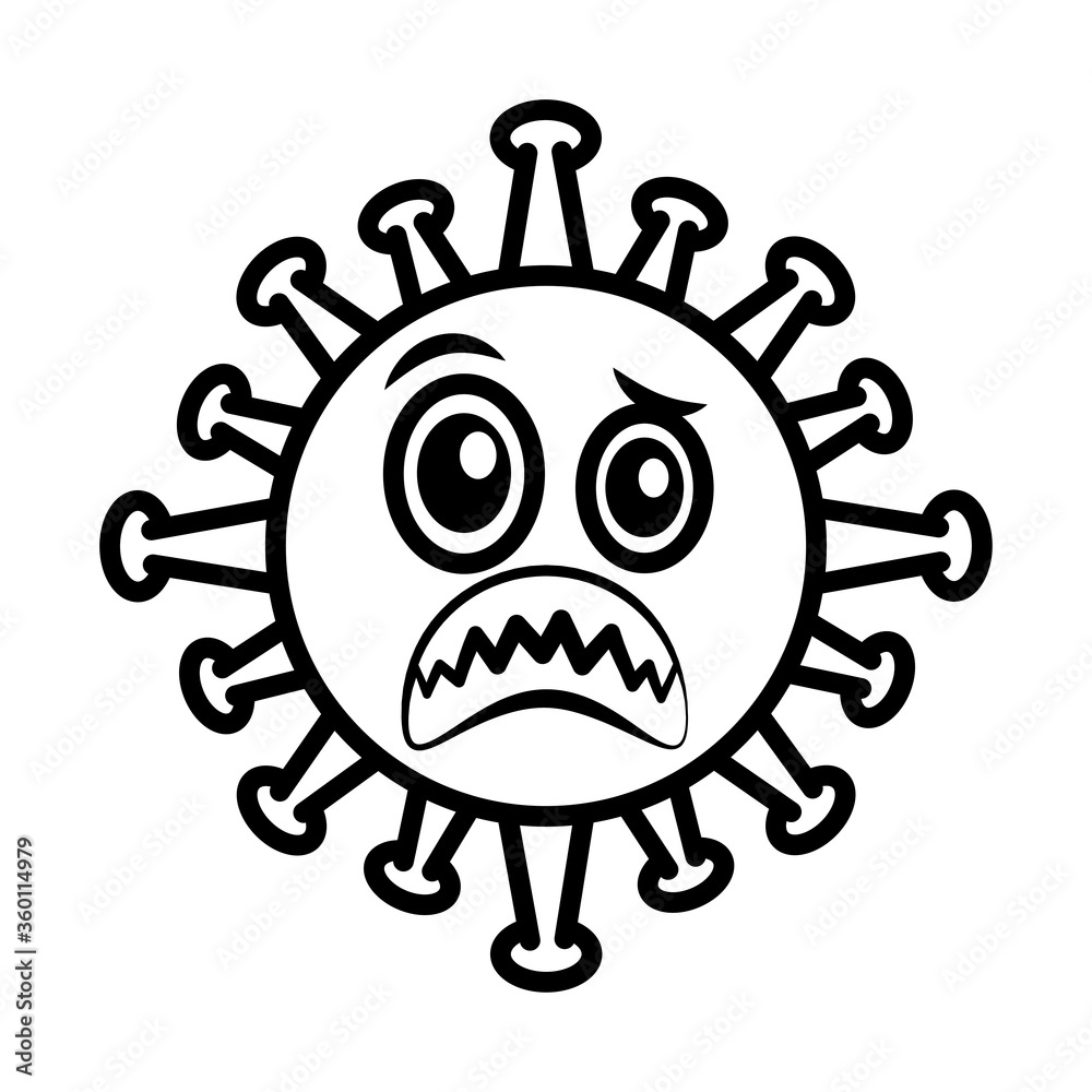 virus emoticon, covid-19 emoji character infection, face line cartoon ...