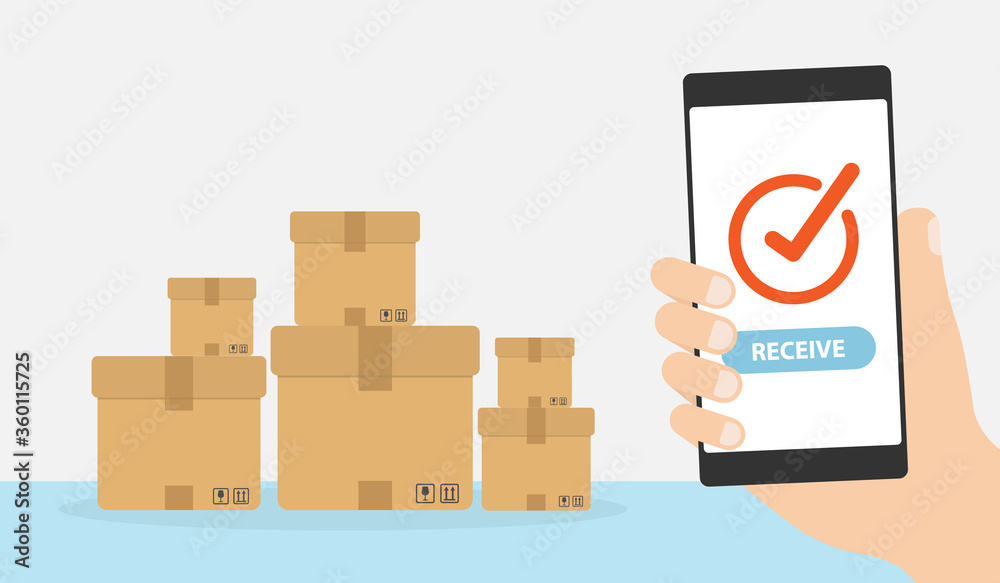 Receive confirm. Delivery concept. Transportations concept. Digital ...