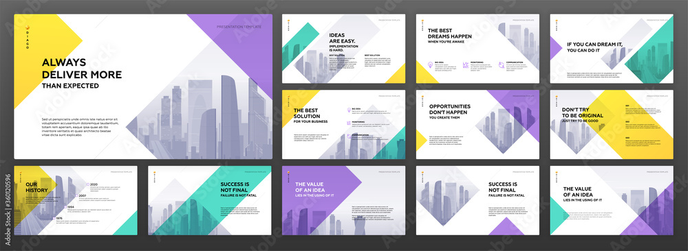Business presentation templates set. Use for modern presentation ...