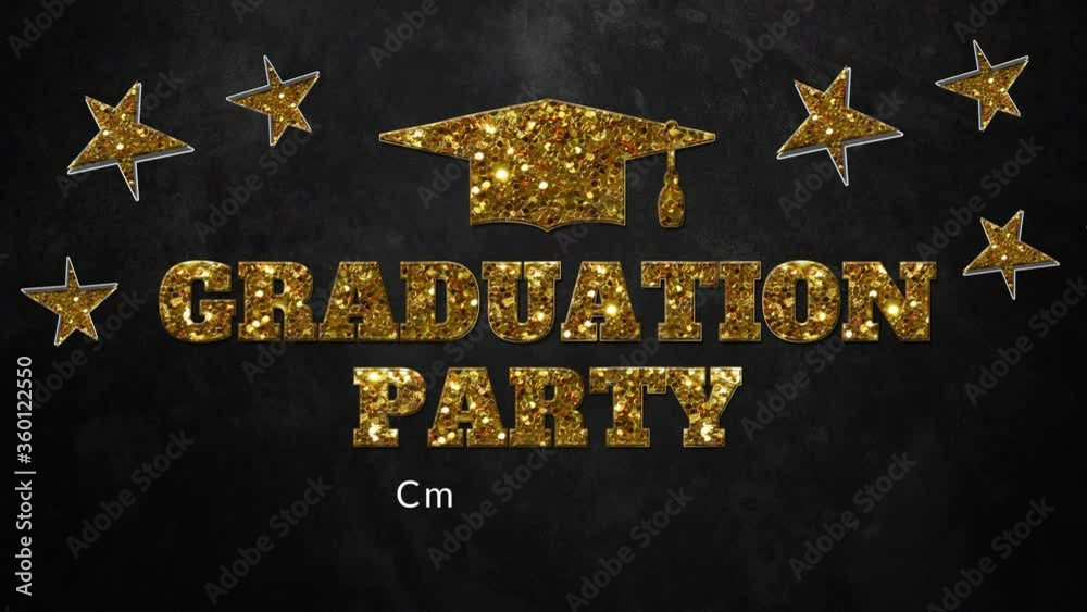 Graduation party class of 2020 animation. Gold glitter lettering with ...