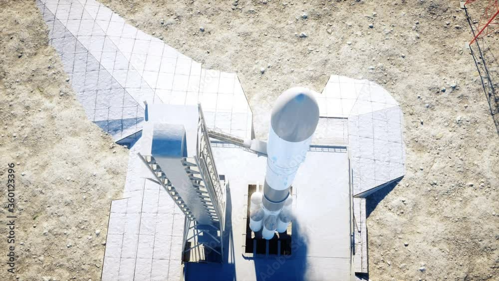 Rocket before the start animation. Space launch system. Realistic 4k ...