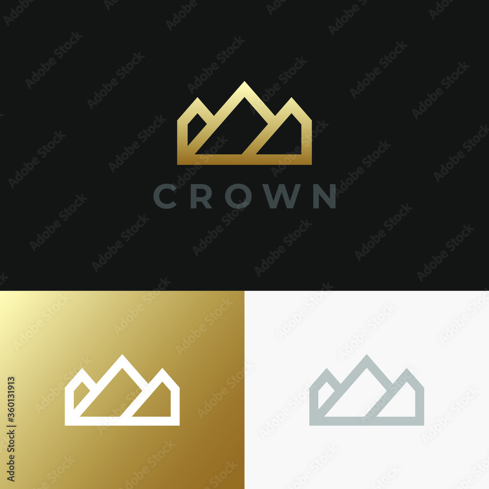 Geometric Vintage Creative Crown abstract Logo design vector template ...
