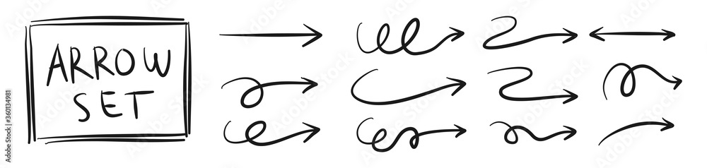 arrow vector hand draw doodle vector illustration. arrows direction ...