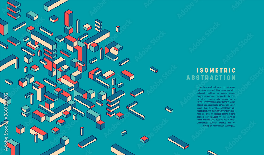 Geometric style abstract banner design with isometric objects and text ...