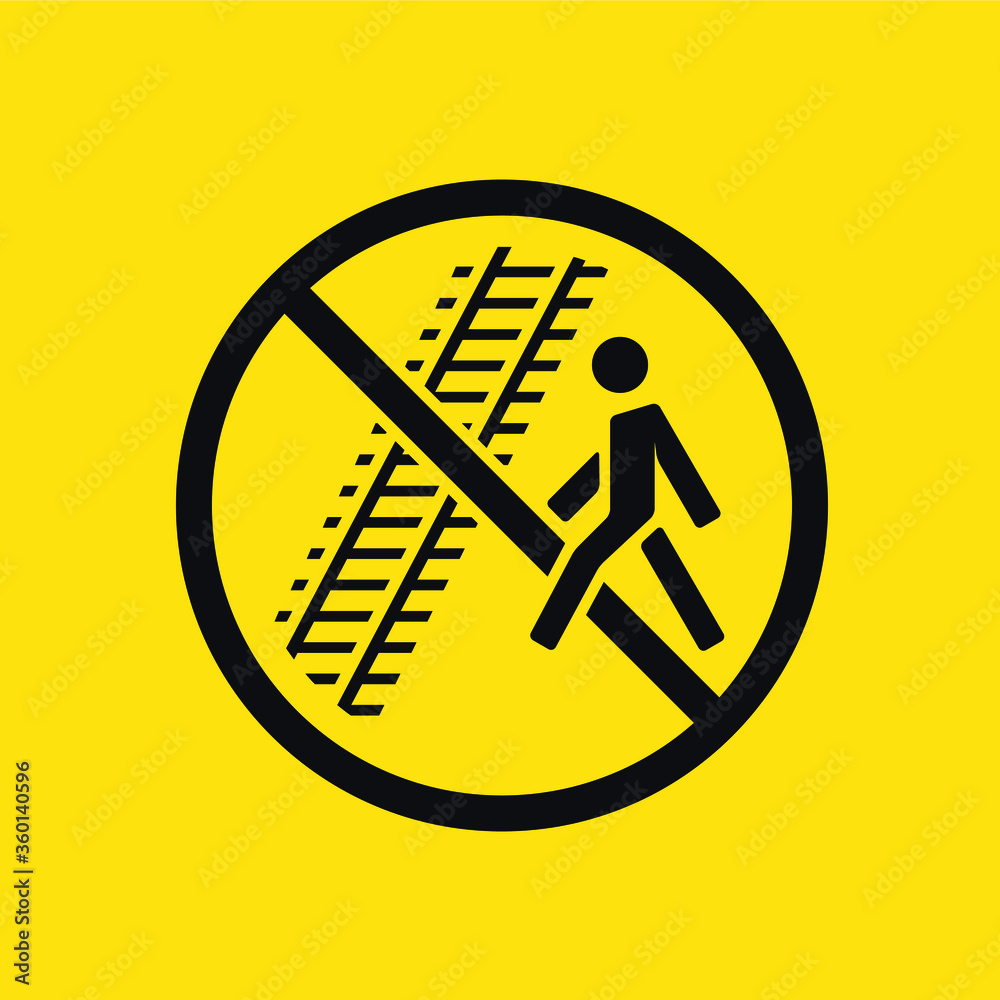 Railway crossing not allowed sign. Walking on railroad prohibited icon ...