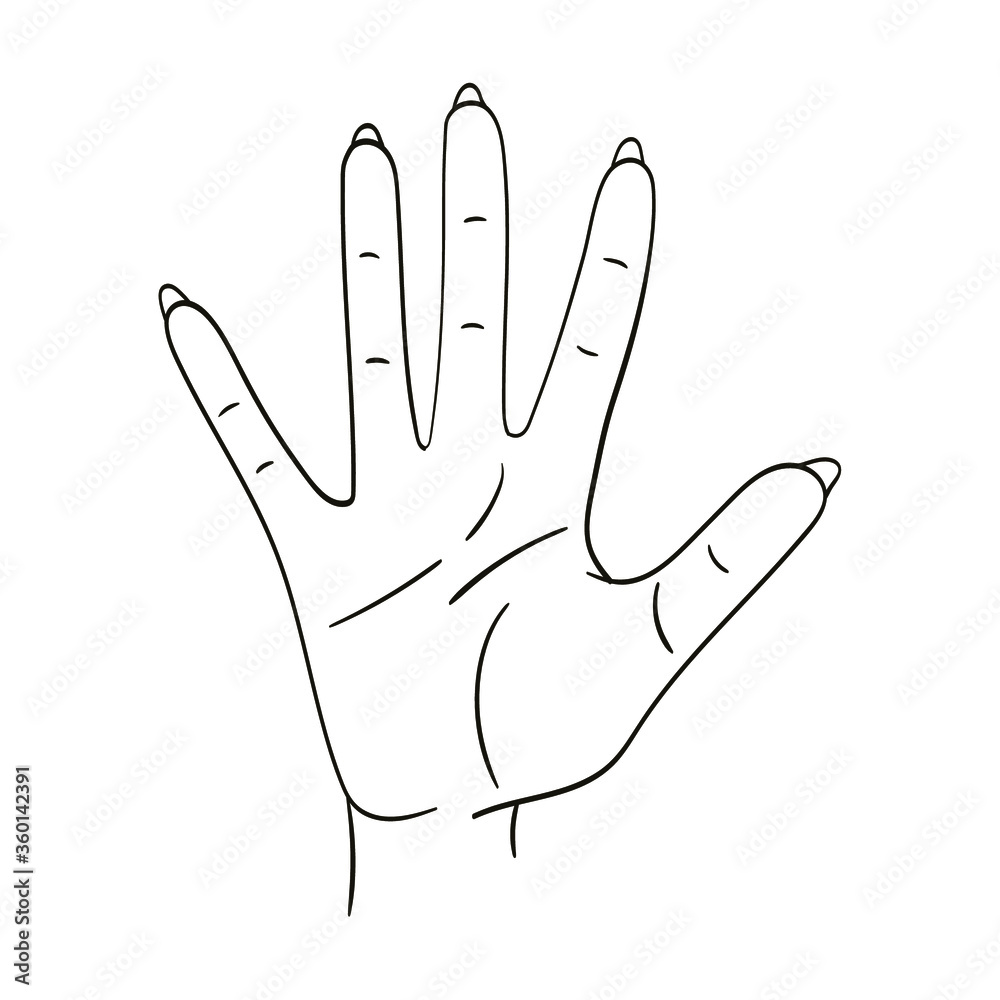 Hand gesture vector icon. Number five sign symbol. Hello or hello hand ...
