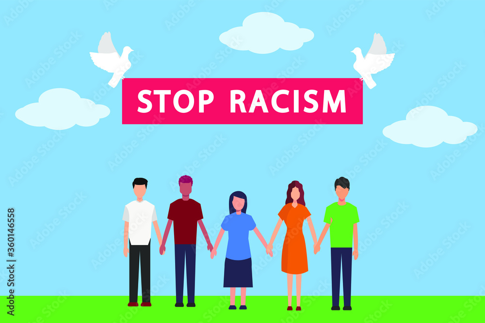 Racism vector concept: multiracial people holding hands together on the ...