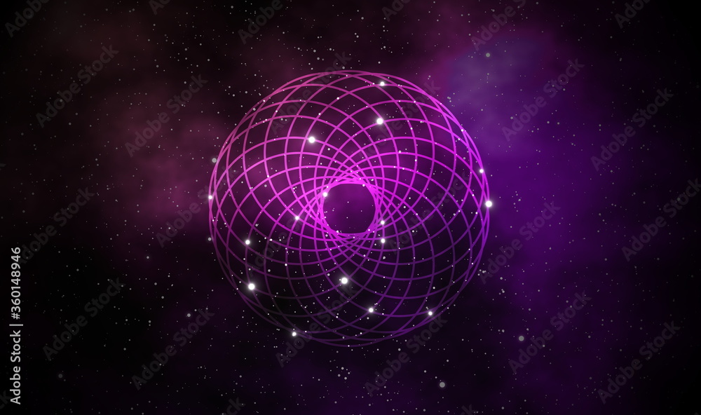 Torus geometry sacred sign and galaxy background Stock Illustration | Adobe Stock