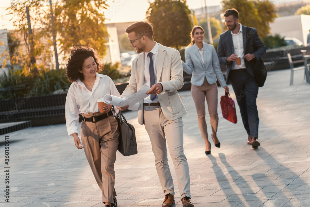 Business People Walking Outside
