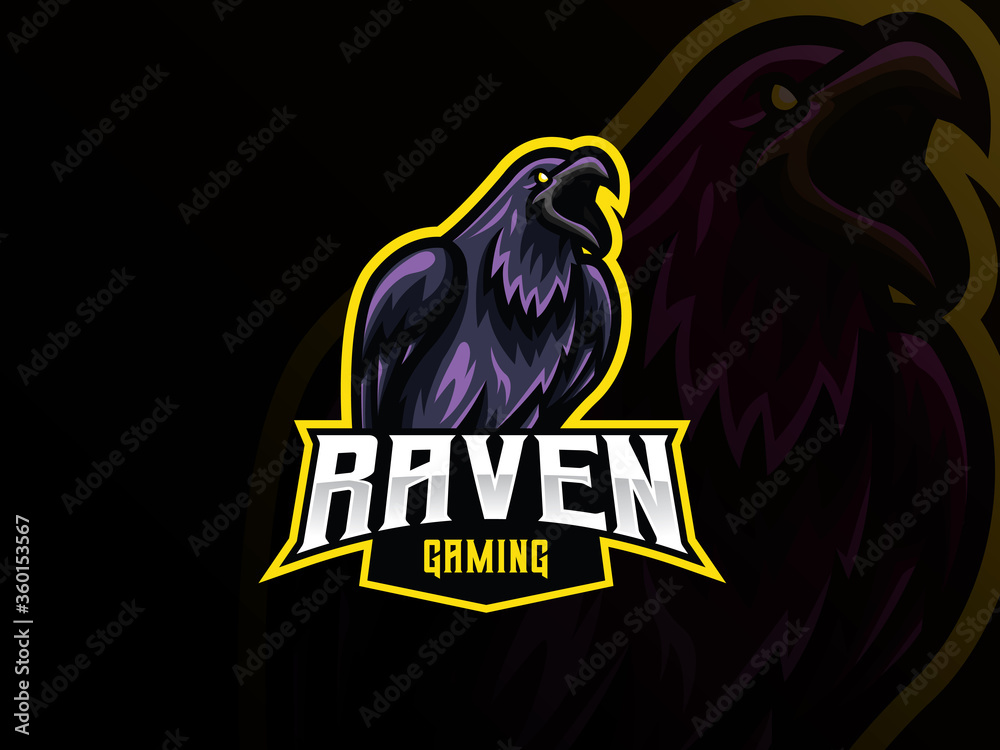 Raven mascot sport logo design Stock Vector | Adobe Stock