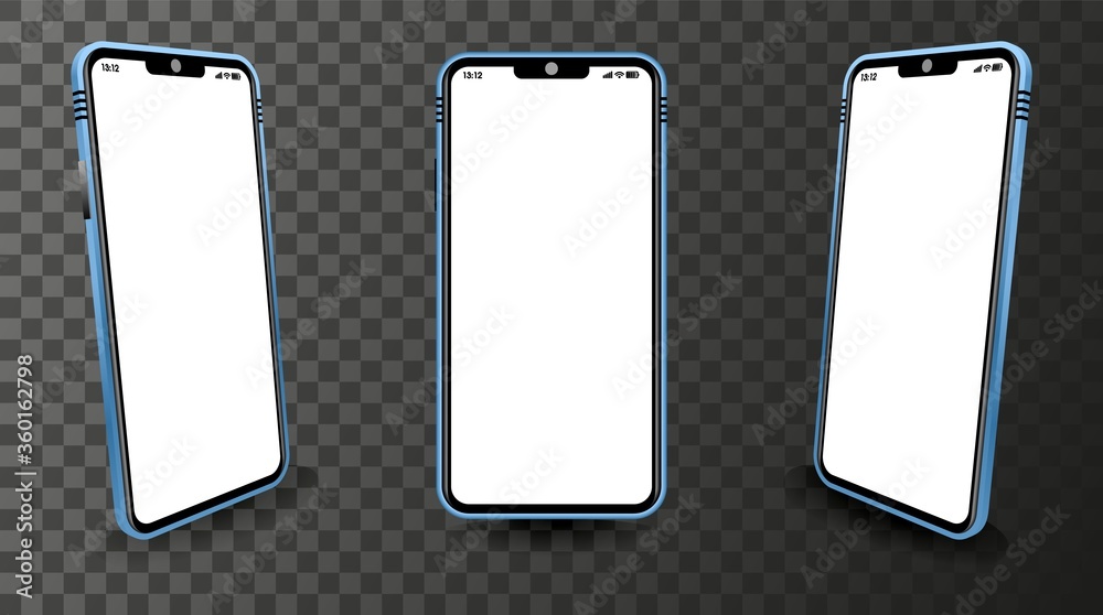 Realistic smartphone mockup. Cellphone color frame, blank display ...