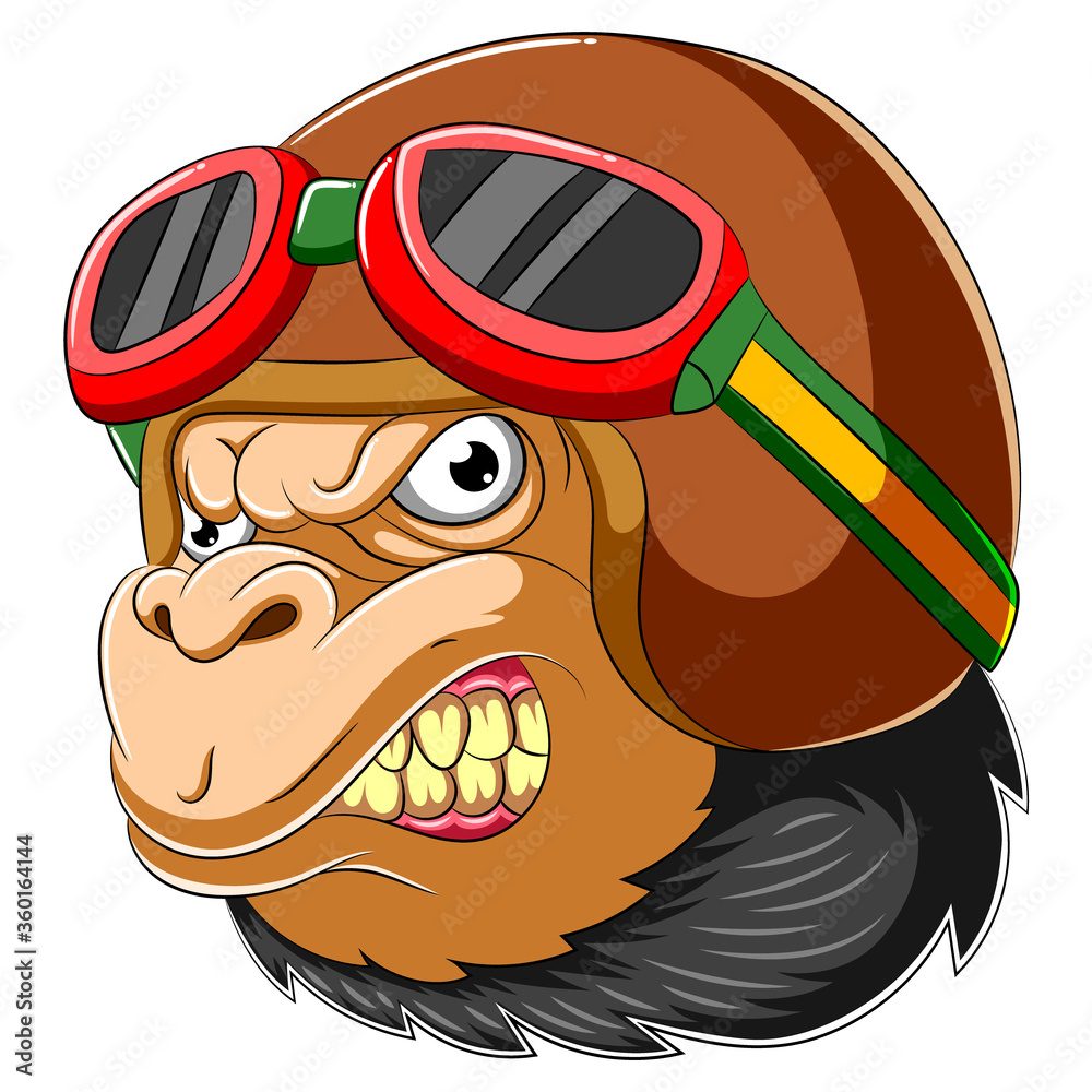 Gorilla wearing helmet of Racer Stock Vector | Adobe Stock