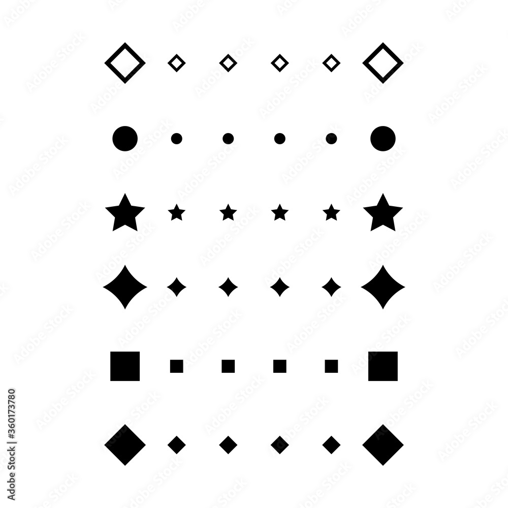 Ruler scale icons set from geometric shapes. Symbol measuring scale ...