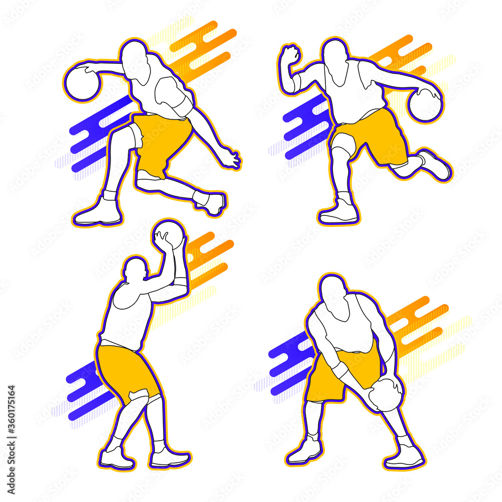 Basketball player shape silhouette vector set action pose Stock Vector ...