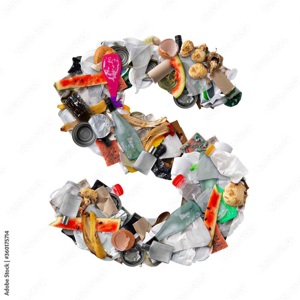 Letter S made of trash Stock Illustration | Adobe Stock