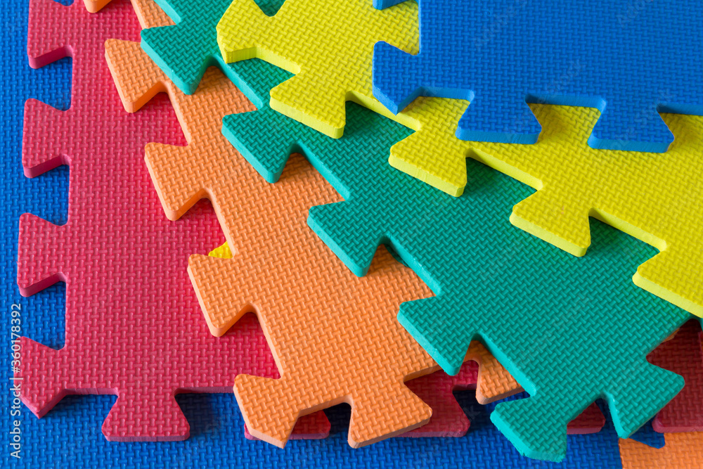 jigsaw soft mat background and texture, variety color puzzle mat. Stock ...