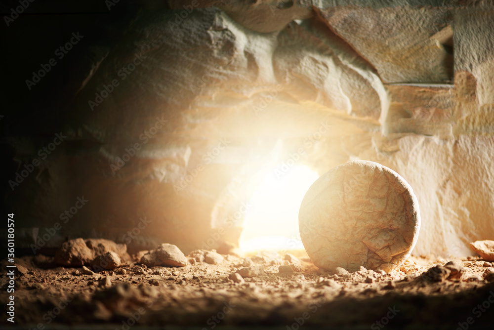 Empty tomb of Jesus Christ with light. Born to Die, Born to Rise. "He ...