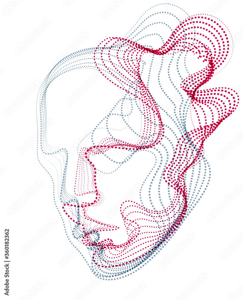 Beautiful futuristic illustration of human head made of dotted ...