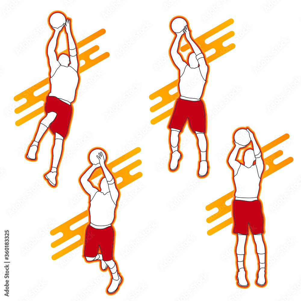 Basketball player shape silhouette vector set action pose Stock Vector ...