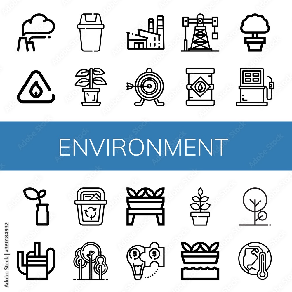 environment icon set Stock Vector | Adobe Stock