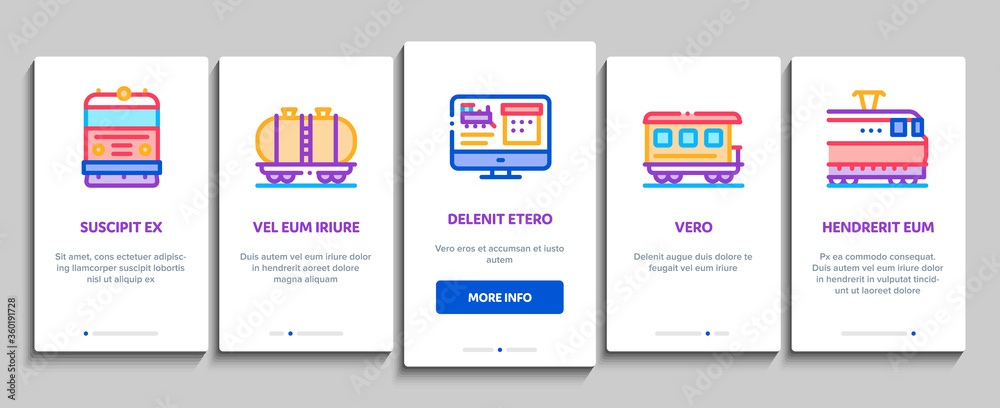 Train Rail Transport Onboarding Mobile App Page Screen Vector ...