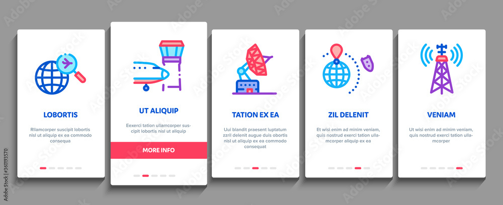 Air Navigation Tool Onboarding Mobile App Page Screen Vector. Air ...