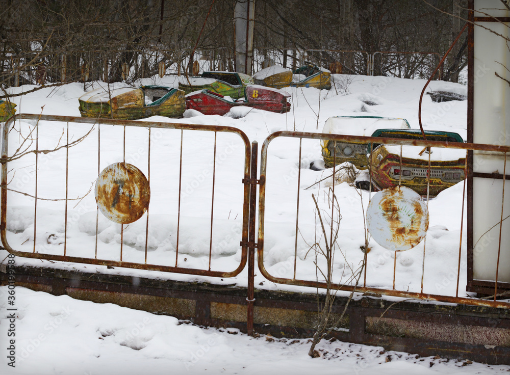 Empty playground in the dead city of Prypyat, Chernobyl, Ukraine Stock ...
