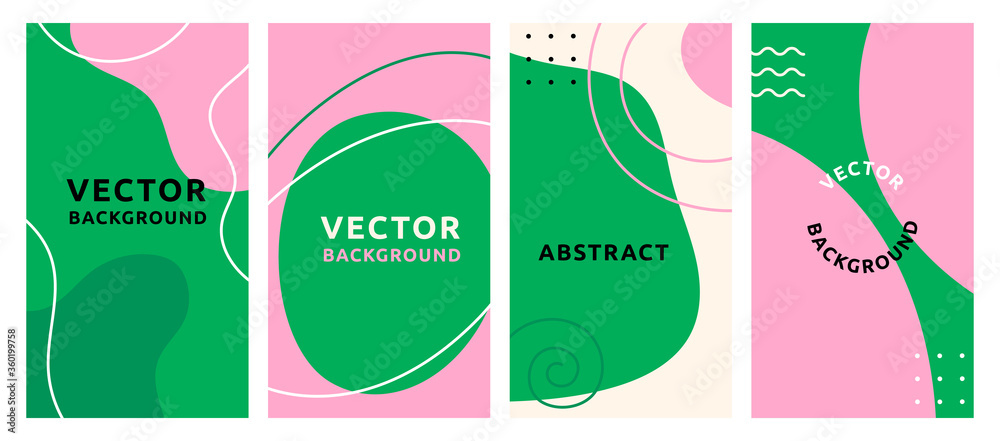 Vector set of abstract creative backgrounds in minimal trendy style ...
