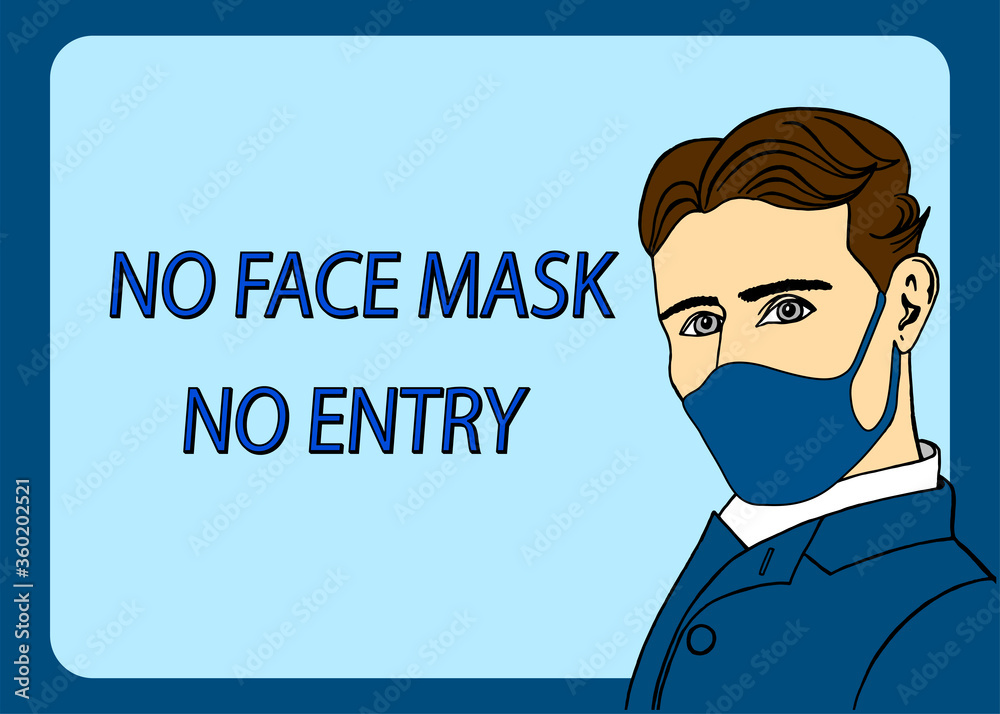 No face mask no entry sign. Man in suit and mask Stock Vector | Adobe Stock