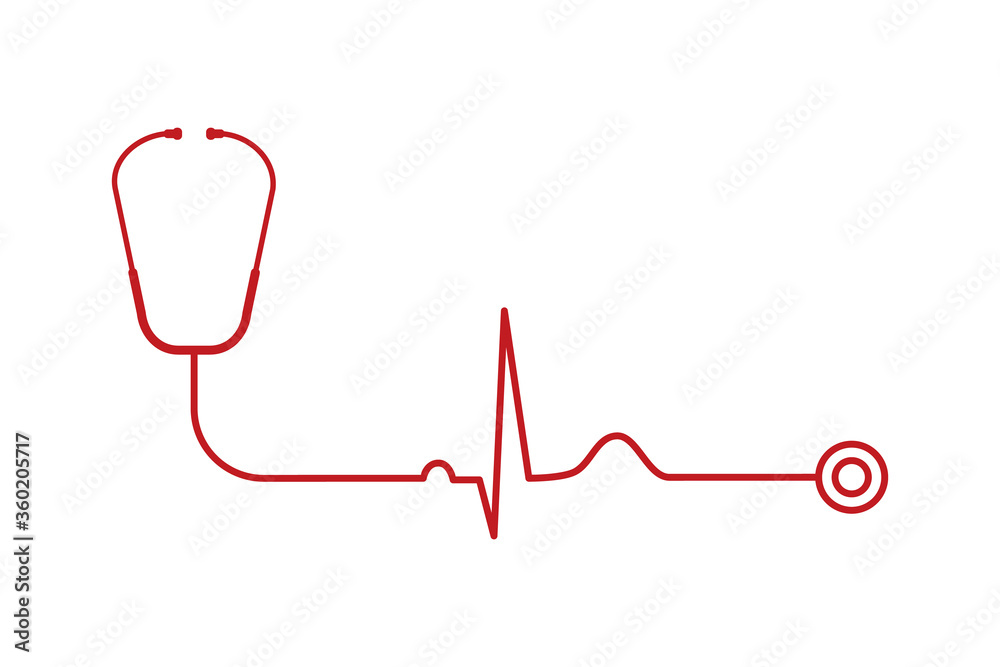Electrocardiogram with stethoscope. Healthy heart concept. Normal heart ...