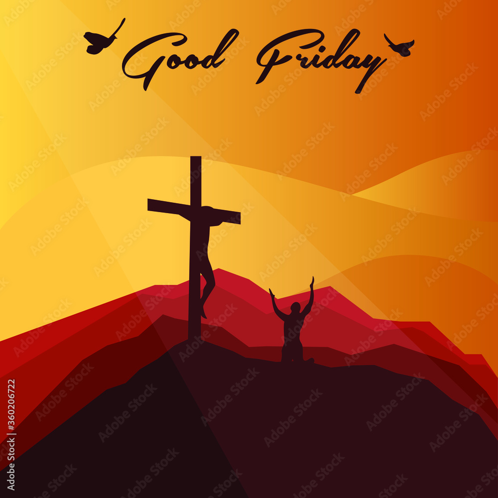 Vetor de Good Friday Vector art, Man Bagging to God, good friday, it is ...