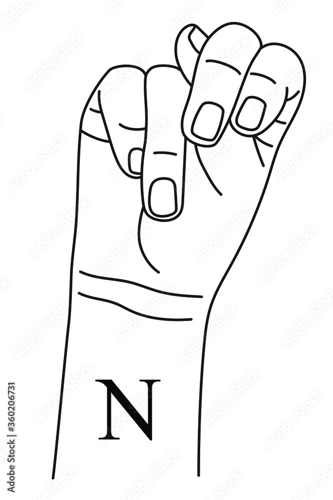 Sign Language And The Alphabetthe Letter N Vector Image, 43% OFF