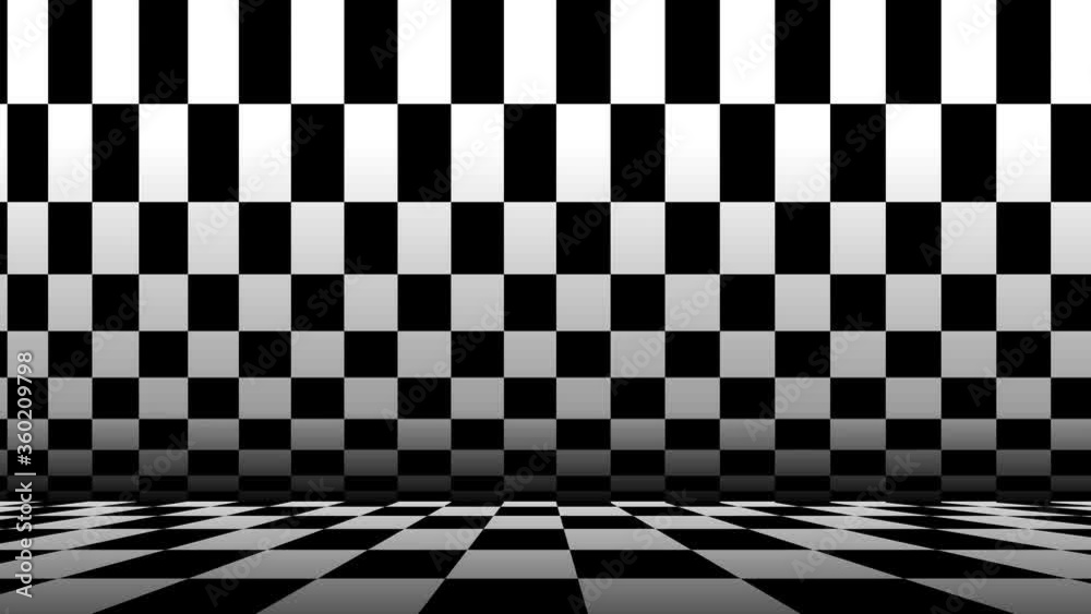 Optical movement of checkered space from left to right. Checkerboard ...