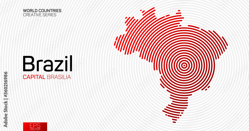 Abstract map of Brazil with red circle lines Stock Vector | Adobe Stock