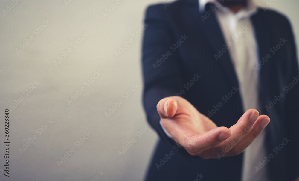hand of business man for blank space, empty work piece and Businessman ...