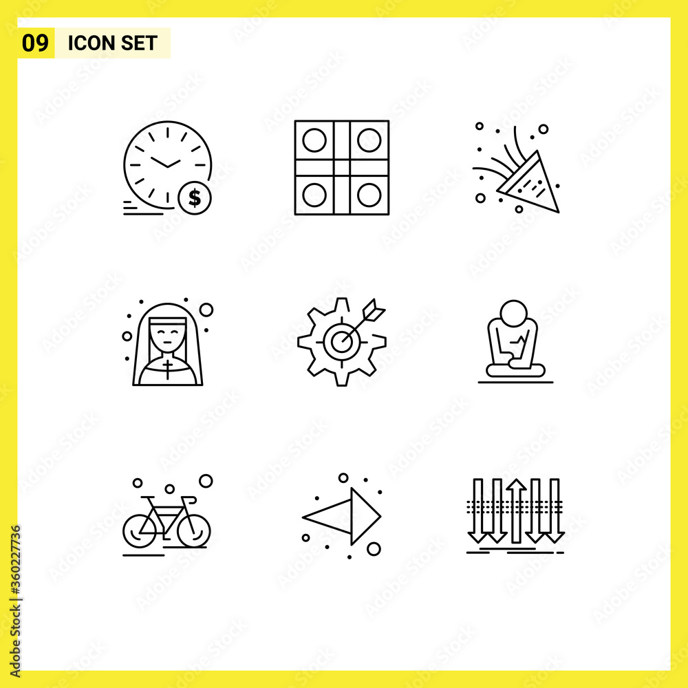 Vetor de 9 Universal Outline Signs Symbols of profession, mother ...