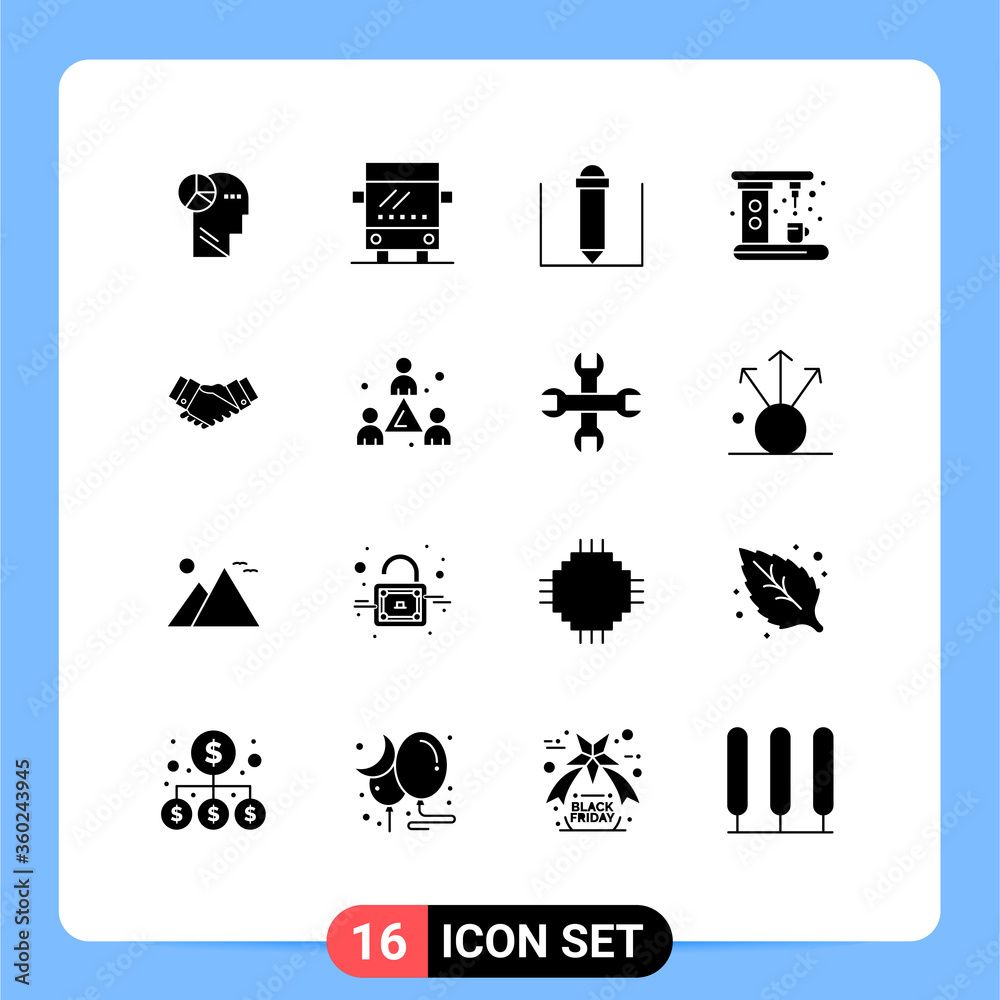 16 Thematic Vector Solid Glyphs and Editable Symbols of partner ...