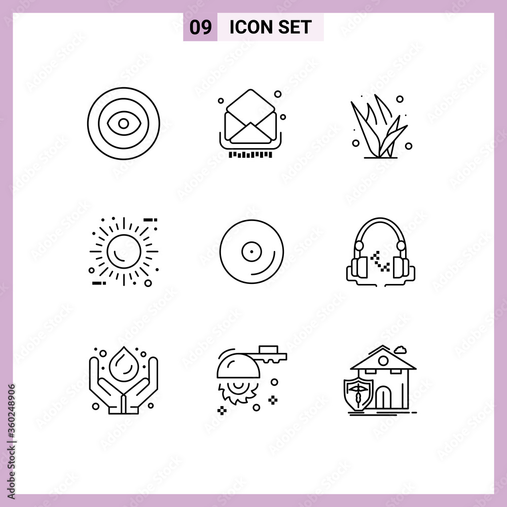 9 User Interface Outline Pack of modern Signs and Symbols of ...