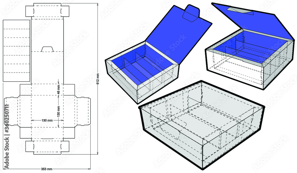 Chocolate Packaging Box With Divider and Die-cut Pattern. The .eps file ...
