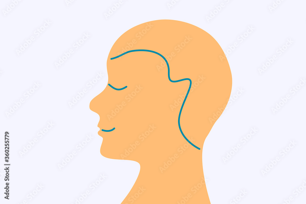 Happy person illustration. Profile of a human head in a minimalistic ...