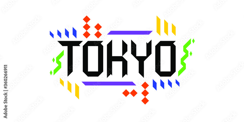 Colorful custom vector logo font of Tokyo, in a geometric, playful ...