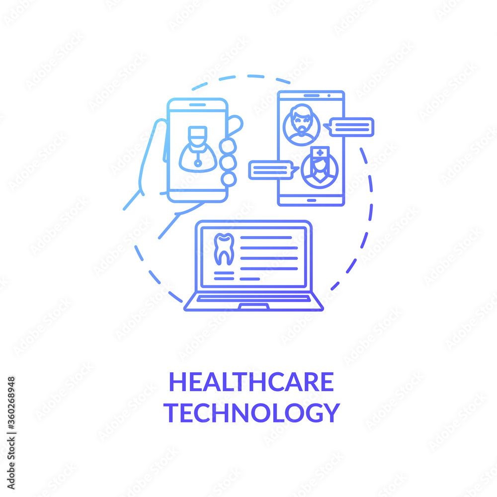 Healthcare technology blue gradient concept icon. Remote communication ...