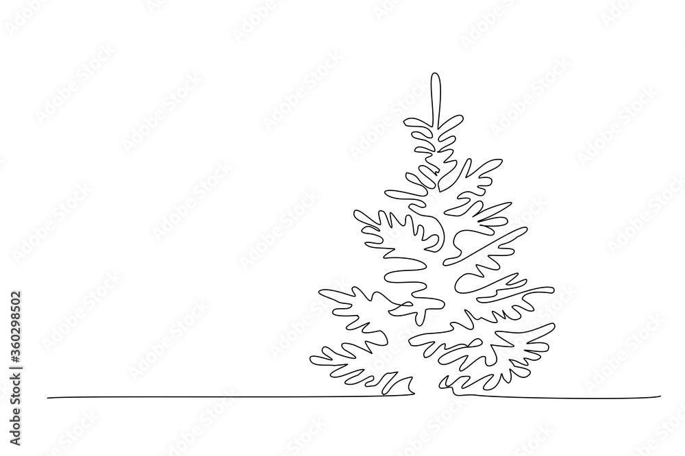Pine fir trees in a forest. Continuous one line drawing Stock Vector ...