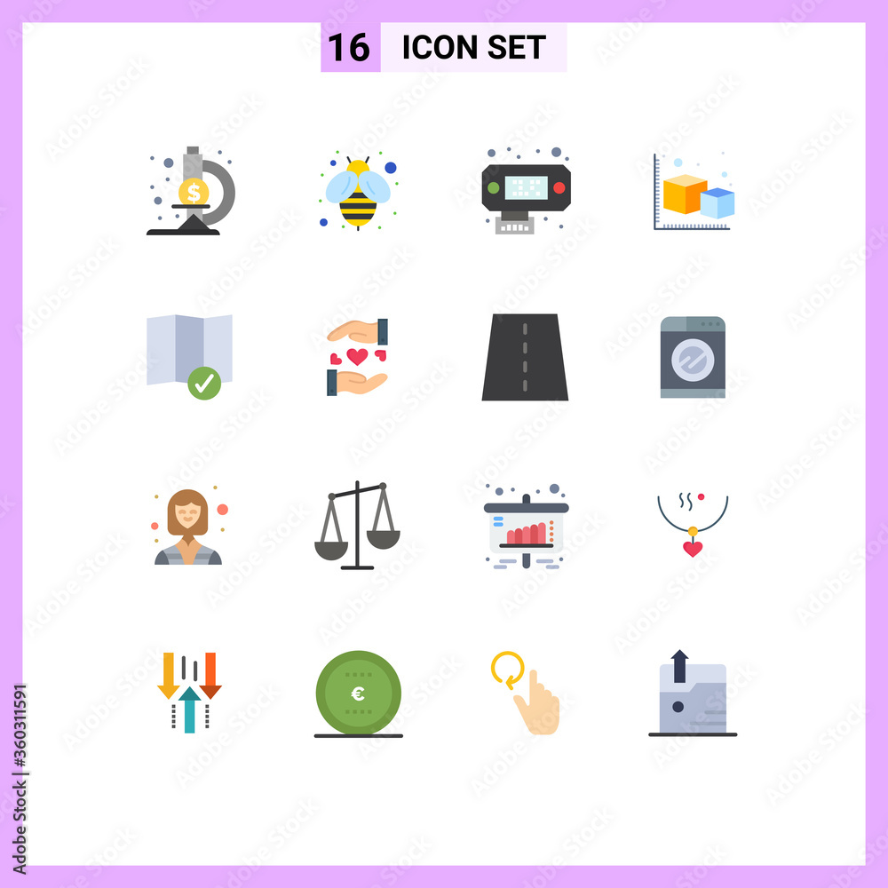 16 Universal Flat Color Signs Symbols of sharing, map, interfaces ...