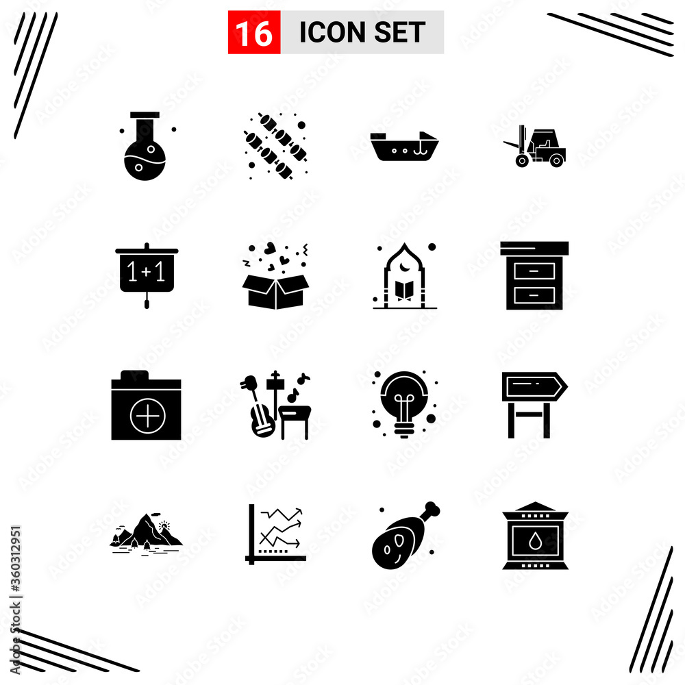 Group of 16 Solid Glyphs Signs and Symbols for presentation, chart ...