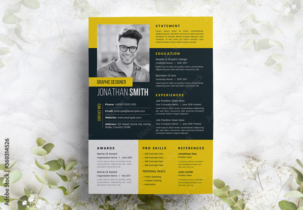 UI and UX Designer Resume Layout with Orange Accents Stock Template ...