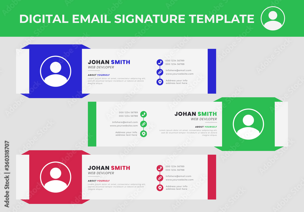 Email Signatures Design Templates modern Set, Digital Professional ...
