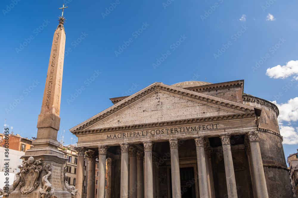 The Pantheon, a former Roman temple, now a Catholic church (Basilica di ...