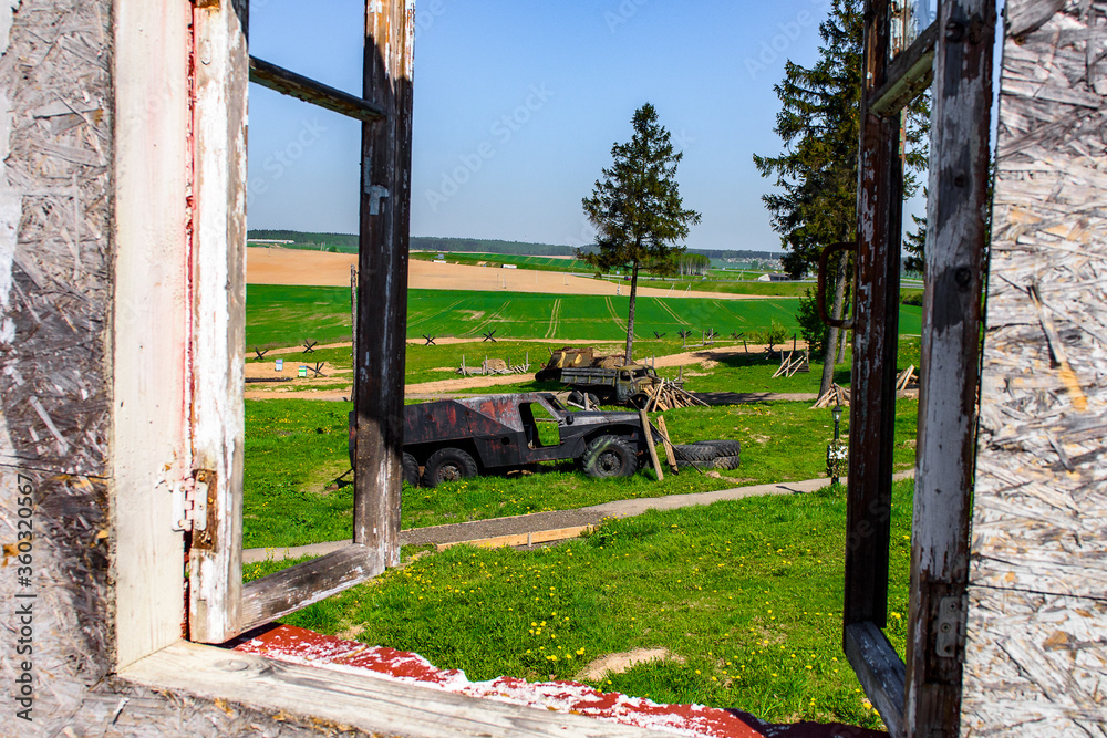 MINSK, BELARUS - MAY 4, 2018: Window in a Destroyed house, Historic ...