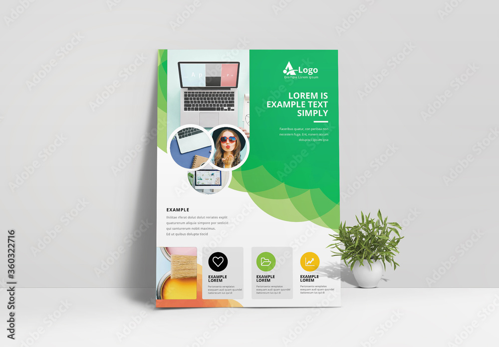 Creative Green Flyer Layerwith Circular Elements Stock Template | Adobe ...